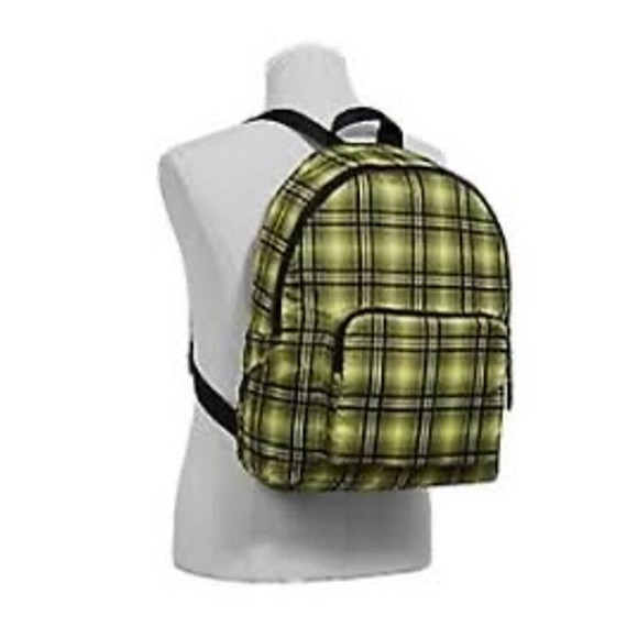 Coach | Bags | Rare Coach Soft Plaid Packable Backpack F38766 Black ...